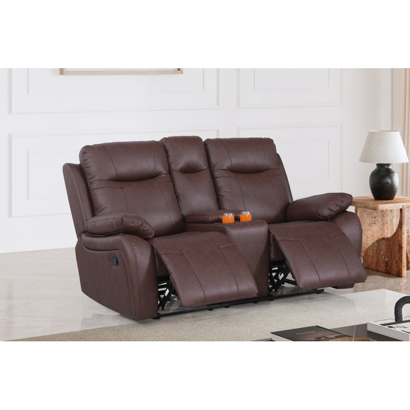 Reclining loveseat with cup holders in arms store